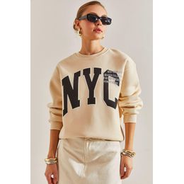 &Uuml;bergro&szlig;er Sweatshirt mit Rundhalsausschnitt und Logo