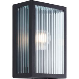 Brilliant Wandleuchte "Getta", 1, H: 26cm, 1 Stk.schwarz, Garten, Leuchten, Au&szlig;enwandleuchte, 26 x 17 x 10 cm, E27, geriffeltes Glas, schwarz