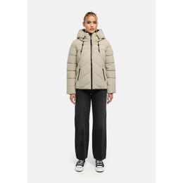 Marikoo Damen Winterjacke "Naanda"pebble grau, Gr. L, Obermaterial: 100% Polyester, Jacken, Steppjacke mit diagonaler Steppung, Kapuze, hohem Kragen