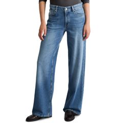 Marc O'Polo Damen Weite Jeans "aus weichem Organic-Cotton-Stretch"medium blau, Gr. 31, MARC O'POLO DENIM, unifarben, Obermaterial: 98% Baumwolle, 2% Elasthan,