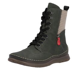 Rieker Damen Schn&uuml;rboots, Gr. 39gr&uuml;n, Lederimitat, Schuhe, Herbstboots, Schn&uuml;rstiefelette mit Zier-Rei&szlig;verschluss am Schaft