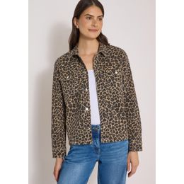 Cecil Damen Kurzjackecreamy mocha, Gr. L, Web, 81% Baumwolle, 17% Polyester, 2% Elasthan, Jacken, mit Leomuster