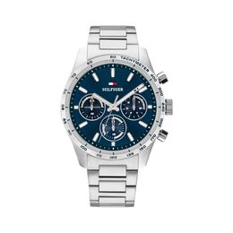 Tommy Hilfiger Herren Multifunktionsuhr "HAMPTON"silberfarben, blau, silberfarben, Armbanduhren, Quarzuhr, Armbanduhr, Herrenuhr, Edelstahlarmband,
