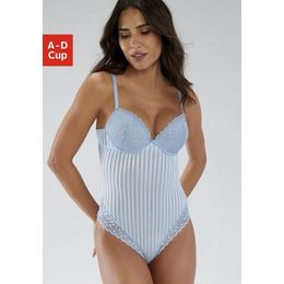 s.Oliver Body 'Amelie' blau Gr. 70 Cup C f&uuml;r Damen. Mit herzf&ouml;rmiger Ausschnitt. Mit Integriertem Kissen und mit B&uuml;gel. Figurbetont