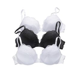 PETITE FLEUR BY LASCANA Push-up-BH schwarz Gr. 75AA. Vergr&ouml;&szlig;ert Optisch Die B&uuml;ste und mit B&uuml;gel