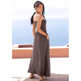 Lascana Maxikleid 'mit schmalem Oberteil und Taschen' braun Gr. 42 f&uuml;r Damen. Figurbetont. Nachhaltig.