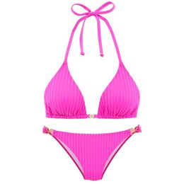 Lascana Set: Triangel-Bikini 'Omono' pink Gr. 36 Cup C/D. Mit Zierschnallen. Ohne St&auml;bchen Und Ohne B&uuml;gel. Nachhaltig.