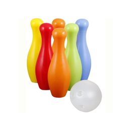 Pilsan Bowling Kinder Kegelspiel 06137 mit 6 Kegel, 2 Kugeln, drin und drau&szlig;en bunt