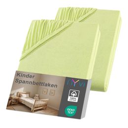 NYVI Kinder Spannbettlaken Junior f&uuml;r Kinderbettmatratzen bis 12cm H&ouml;he - Weich & Anschmiegsam, Rundumgummizug, B&uuml;gelfrei Farbe:apfelgr&uuml;n;Gr&ouml;&szlig;e:70x140 cm (2er Pack)