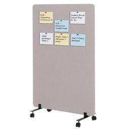 Akustik-Trennwand MCW-G77, B&uuml;ro-Sichtschutz Raumteiler Pinnwand, doppelwandig rollbar Stoff/Textil ~ 127x80cm beige