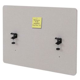 Akustik-Tischtrennwand MCW-G75, B&uuml;ro-Sichtschutz Schreibtisch Pinnwand, doppelwandig Stoff/Textil ~ 60x75cm beige