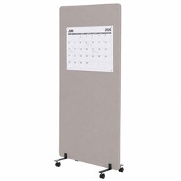 Akustik-Trennwand MCW-G77, B&uuml;ro-Sichtschutz Raumteiler Pinnwand, doppelwandig rollbar Stoff/Textil ~ 167x80cm beige