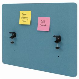 Akustik-Tischtrennwand MCW-G75, B&uuml;ro-Sichtschutz Schreibtisch Pinnwand, doppelwandig Stoff/Textil ~ 60x75cm t&uuml;rkis