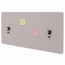 Akustik-Tischtrennwand MCW-G75, B&uuml;ro-Sichtschutz Schreibtisch Pinnwand, doppelwandig Stoff/Textil ~ 60x120cm beige