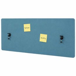 Akustik-Tischtrennwand MCW-G75, B&uuml;ro-Sichtschutz Schreibtisch Pinnwand, doppelwandig Stoff/Textil ~ 60x140cm t&uuml;rkis