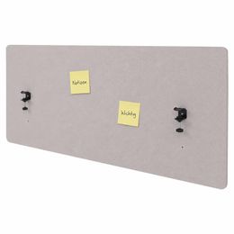 Akustik-Tischtrennwand MCW-G75, B&uuml;ro-Sichtschutz Schreibtisch Pinnwand, doppelwandig Stoff/Textil ~ 60x140cm beige