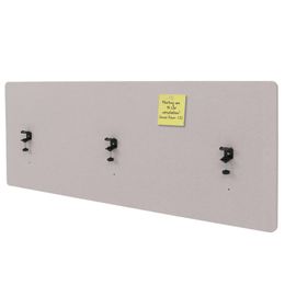 Akustik-Tischtrennwand MCW-G75, B&uuml;ro-Sichtschutz Schreibtisch Pinnwand, doppelwandig Stoff/Textil ~ 60x160cm beige