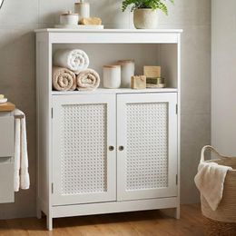 FineBuy Badschrank Wei&szlig; Badezimmerschrank T&uuml;ren & Ablage Badezimmerregal Regal f&uuml;r Bad
