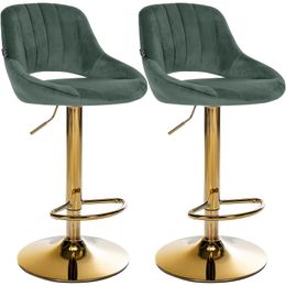 CLP Barhocker 2er Set h&ouml;henverstellbar mit Lehne Milet, Barst&uuml;hle gepolstert Samtbezug, Tresenst&uuml;hle mit Metallgestell drehbar