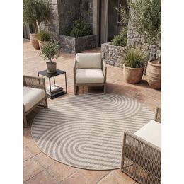 KADIMA DESIGN Teppich Outdoor VENTOUX in Beige, im Boho-Stil, &Oslash; 120 cm