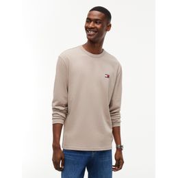 Tommy Jeans Herren Langarmshirt "TJM REG BADGE TEE LS EXT"limestone dust, Gr. XXXL, Single Jersey, Obermaterial: 100% Baumwolle, Shirts