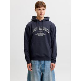 Jack & Jones JACK & JONES Herren Kapuzensweatshirt "JJEDENVER LOGO SWEAT HOOD SN"navy blazer, Gr. XXL, bedruckt, angeraute Sweatware, Obermaterial: 80% Baumwolle,