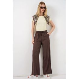 Hochtaillierte weitem Beinform Hose mit Tasche
