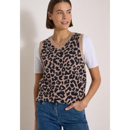 Cecil Damen Pullunder, braun, Gr. M, Strick, Obermaterial: 39% Polyacryl, 35% Baumwolle, 15% Polyester, 11% Nylon, Pullover, Sommer-Weste mit V-Neck
