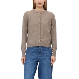 s.Oliver Damen Strickjacketaupe, Gr. 44, unifarben, Strick, Obermaterial: 72% Viskose, 28% Polyester, Strickjacken, Rundhals mit Viskose