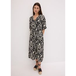 bonprix Damen Jerseykleidschwarz, wei&szlig; bedruckt, Gr. 36, Jersey, Obermaterial: 98% Polyester, 2% Elasthan, Kleider, eleganter Stil, tiefer