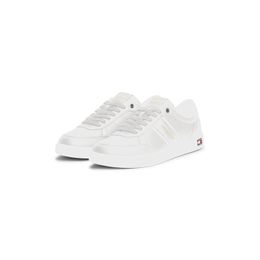 Tommy Jeans Herren Sneaker "LIGHTWEIGHT FLAG LEATHER COURT", Gr. 42ecru, Leder, Lederimitat, Schuhe, Freizeitschuh, Halbschuh, Schn&uuml;rer mit