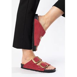 BAYTON Leder-Pantoletten "Alicante" in Rot/ Schwarz - 43% | Gr&ouml;&szlig;e 38 | Damen-pantoletten