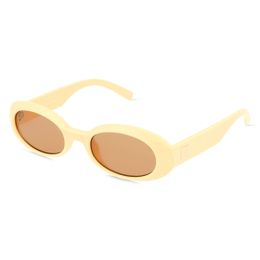 Le Specs WORK IT! | Damen-Sonnenbrille | Fassung: Vollrand, Oval, Kunststoff, Beige | Glasfarbe: Braun
