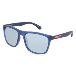 Superdry SDS 5015 | Unisex-Sonnenbrille | Fassung: Vollrand, Quadratisch, Kunststoff, Blau Rot | Glasfarbe: Grau