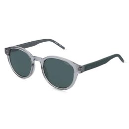 HUGO BOSS Hugo HG 1390/S | Herren-Sonnenbrille | Fassung: Vollrand, Panto, Kunststoff, Grau | Glasfarbe: Gr&uuml;n