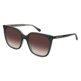 Calvin Klein CK24509S | Unisex-Sonnenbrille | Fassung: Vollrand, Quadratisch, Acetat, Gr&uuml;n | Glasfarbe: Braun
