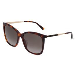 Jimmy Choo NEREA/G/S | Damen-Sonnenbrille | Fassung: Vollrand, Quadratisch, Acetat, Havanna Dunkel | Glasfarbe: Grau
