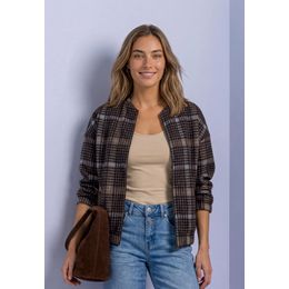 Street One Damen Blousonsilk braun, Gr. 42, kariert, Strick, Obermaterial: 98% Polyester, 2% Elasthan, Jacken, Elastikund, Cordoptik