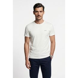 Gant Herren T-Shirt "CONTRAST LOGO"eggshell, Gr. 4XL, unifarben, Web, Obermaterial: 100% Baumwolle, Shirts, Regular fit mit Rundhalsausschnitt