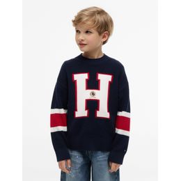 Tommy Hilfiger Jungen Strickpulloverschwarz night navy, Gr. 92, unifarben, Strick, Obermaterial: 100% Baumwolle, Pullover, Kinder bis 16 Jahre, Druck