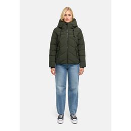 Marikoo Damen Winterjacke "Naanda"schwarz olive, Gr. XS, Obermaterial: 100% Polyester, Jacken, Steppjacke mit diagonaler Steppung, Kapuze, hohem