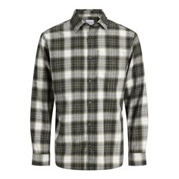 Jack & Jones PlusSize Herren Langarmhemd "JJJAMES FLANNEL SHIRT L/S PLS", gr&uuml;n, Gr. 4XL, JACK & JONES PLUSSIZE, kariert, Web, Obermaterial: 100% Baumwolle, Hemden,