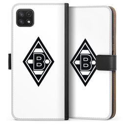 DeinDesign Galaxy A22 5G Handy Klapph&uuml;lle Handyh&uuml;lle aus Kunst Leder schwarz Flip Case Logo Borussia M&ouml;nchengladbach Gladbach Sideflip mit langer Lasche