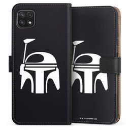 DeinDesign Galaxy A22 5G Handy Klapph&uuml;lle Handyh&uuml;lle aus Kunst Leder schwarz Flip Case The Mandalorian Star Wars Boba Fett Sideflip mit langer Lasche