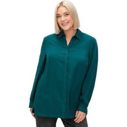 sheego Damen Klassische Bluse aus Twillqualit&auml;t petrol Gr&ouml;&szlig;e 40
