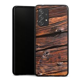 DeinDesign Galaxy A52s 5G Handy Silikon H&uuml;lle Case schwarz Handyh&uuml;lle Beams Wooden Look Wood