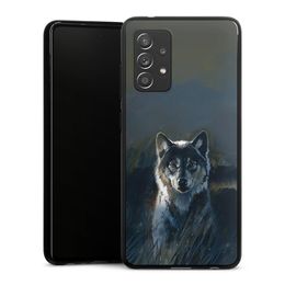 DeinDesign Galaxy A52s 5G Handy Silikon H&uuml;lle Case schwarz Handyh&uuml;lle Wolf Painting Nature