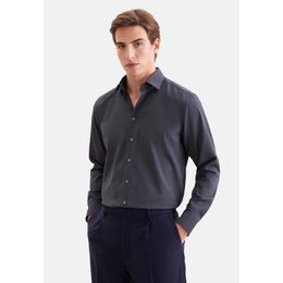 Seidensticker Herren Businesshemd "Schwarze Rose", grau, Gr. 38, unifarben, 50% Wolle, 50% Polyester, Hemden, Regular 1/1 Kentkragen Uni