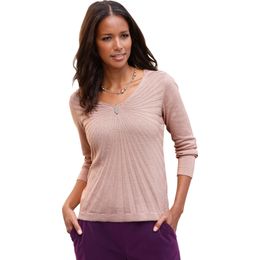 CR&Eacute;ATION L Damen Pullover im Strickmuster, aus Glanzgarn puder Gr&ouml;&szlig;e 38