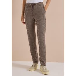Cecil Damen Jogger Pantsraw chocolate braun, Gr. XXL, bedruckt, Stoff, 65% Polyester, 32% Viskose, 3% Elasthan, Hosen, Elastikbund mit Tunnelzug